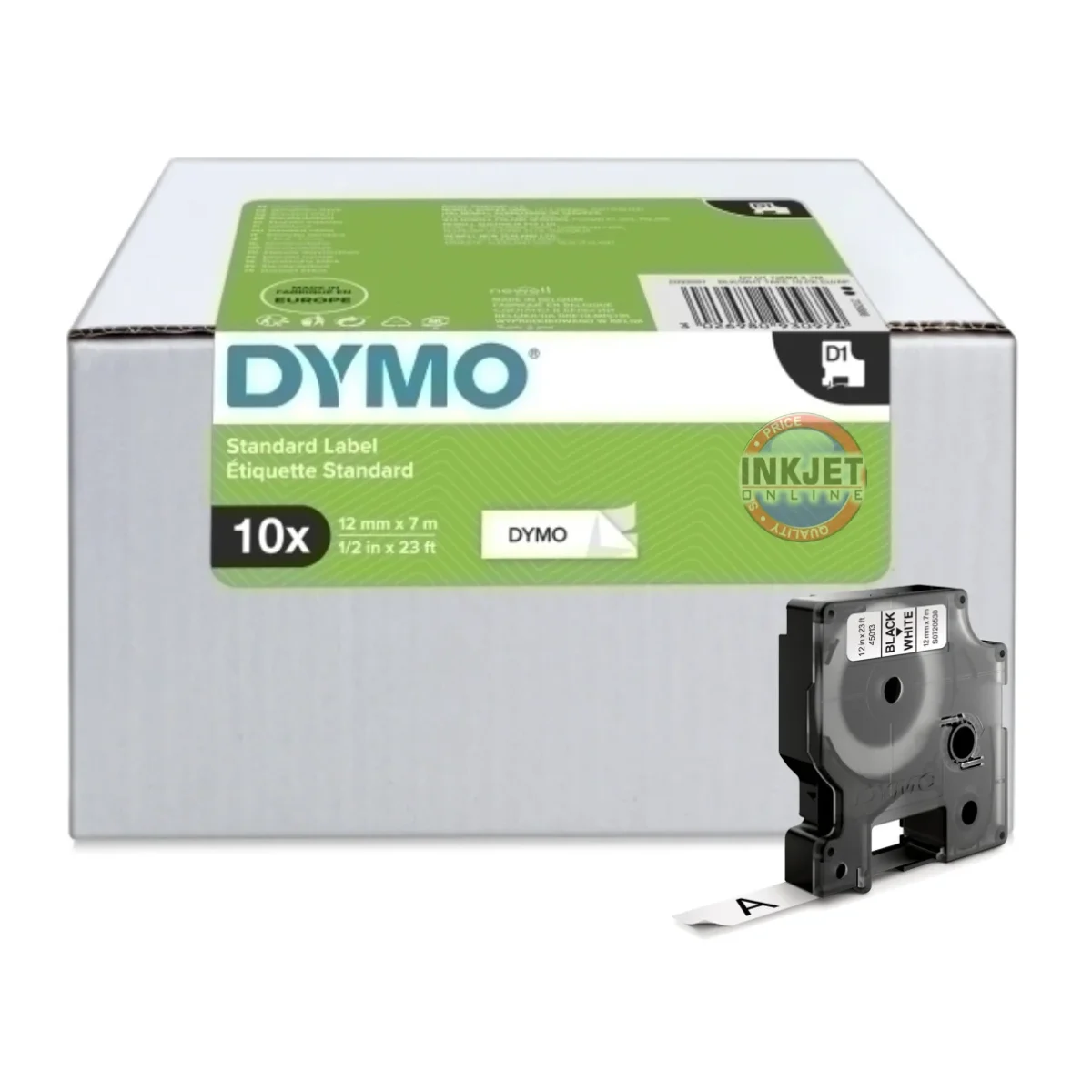 Dymo D1 Tape 12mm Black on White – Pack 10 (2093097 / 45013) – Inkjet ...