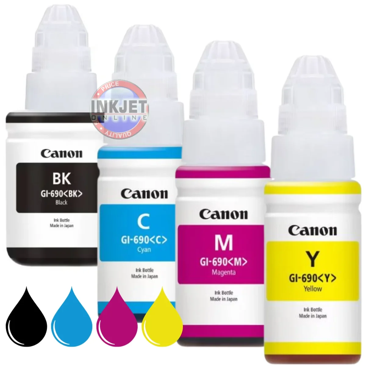 Canon GI-690 (690 Series) 4-Colour Ink Bottle Pack – Black, Cyan ...