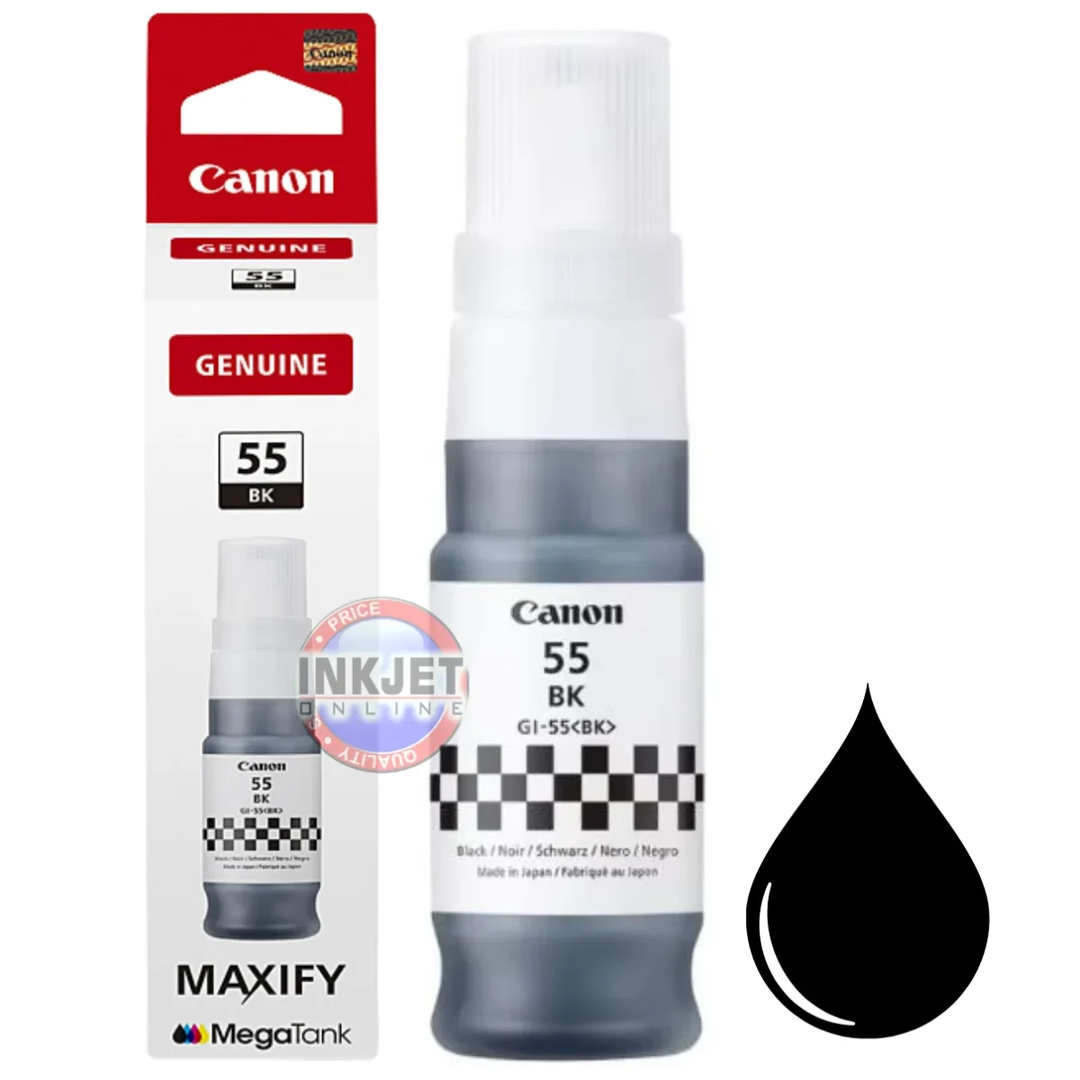 Canon GI-55BK (55 Black) Ink Bottle – Genuine Canon Refill – Inkjet Online