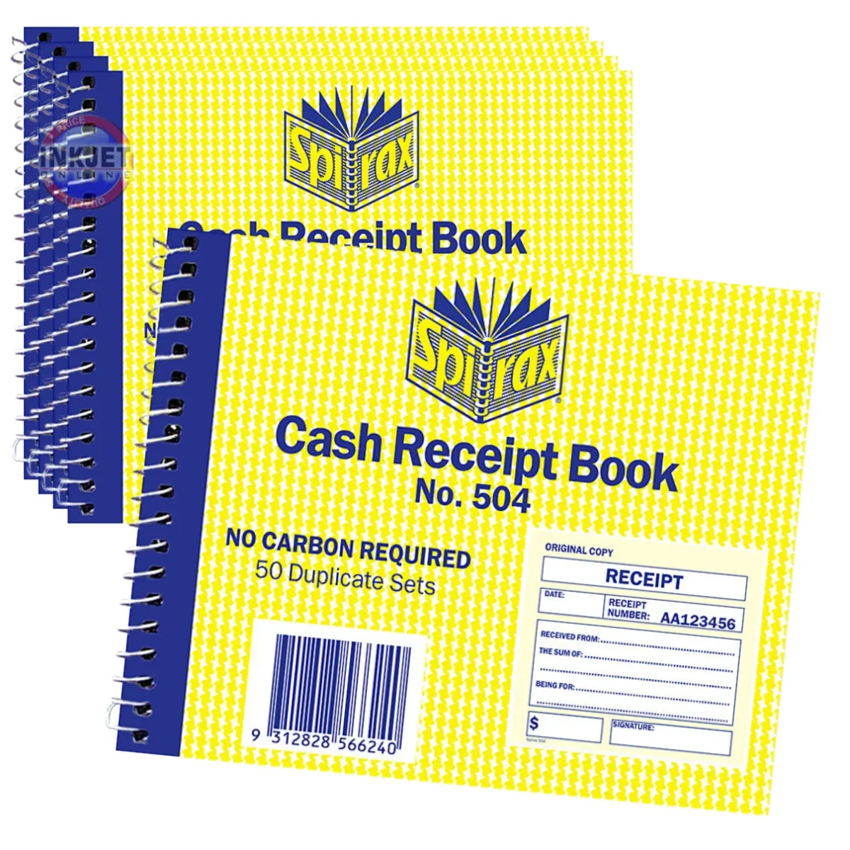 Spirax Cash Receipt Books (No 504) Pack 5 | Inkjet Online – Inkjet Online