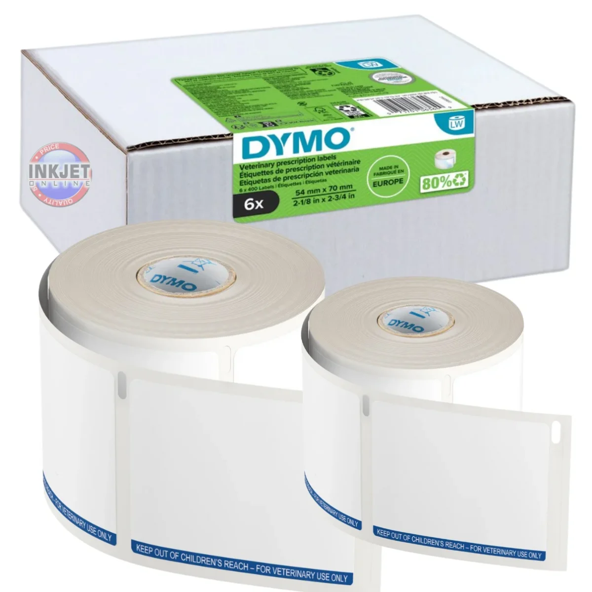 Dymo LW Veterinary Prescription Labels — 70mm x 54mm White Labels ...