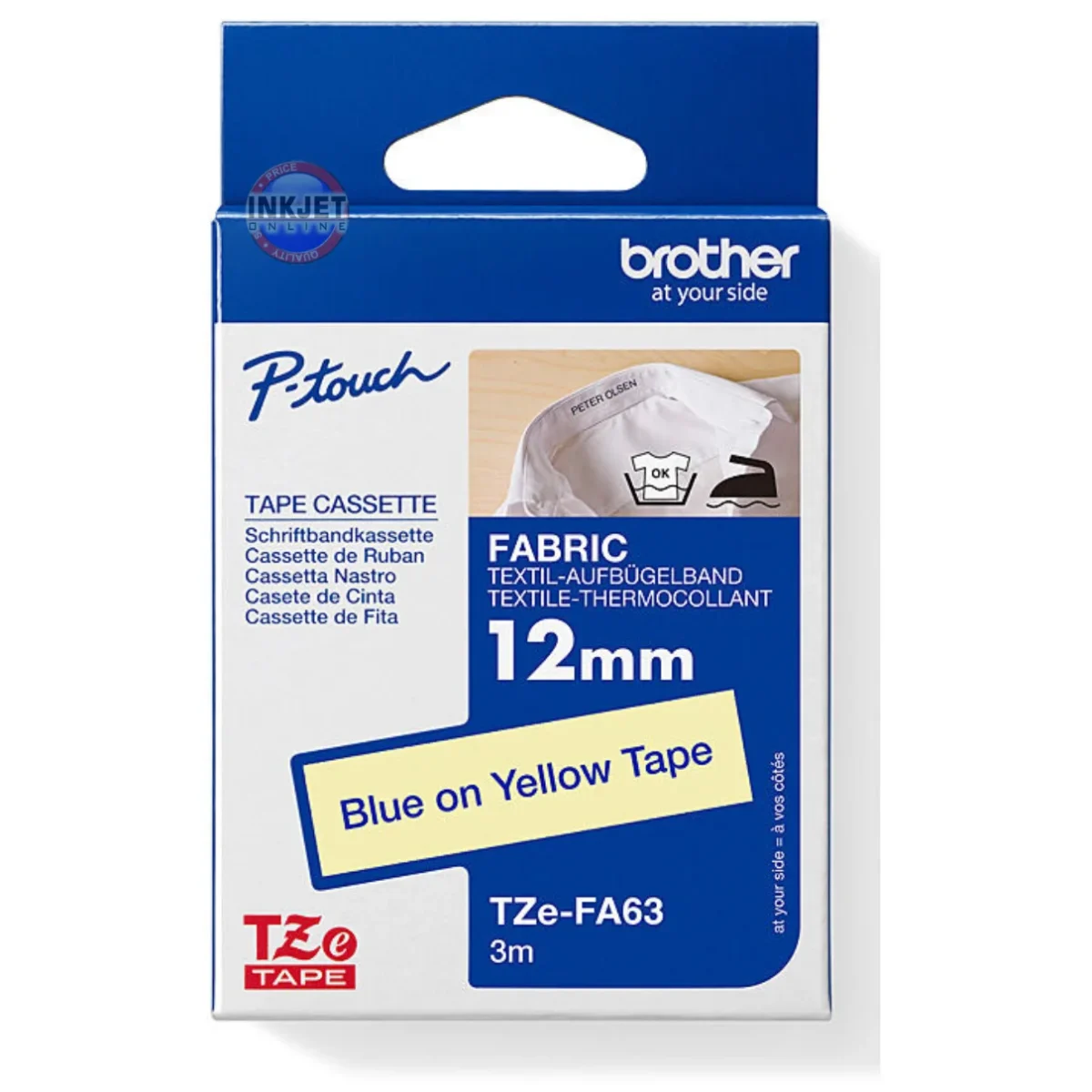 Brother Fabric Tape TZeFA63 – 12mm Blue on Yellow | Inkjet Online ...
