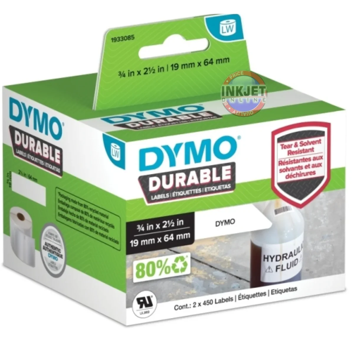 Dymo LabelWriter Durable Labels 19mm x 64mm Pk 900 | Inkjet Online ...