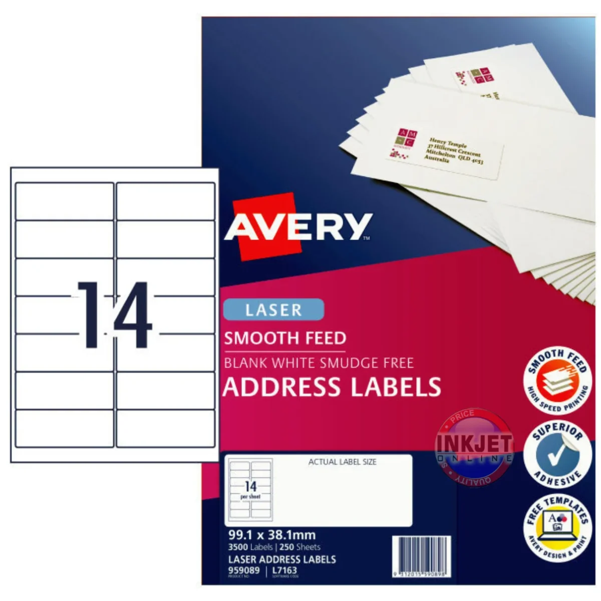 Avery Address Labels L7163 – 14up, 3500 Labels, Smooth Feed, Laser ...