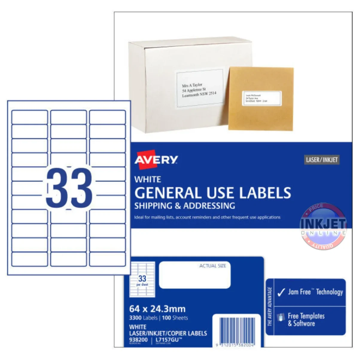 Avery 33up General Use Labels – 3300 Labels – Inkjet Online