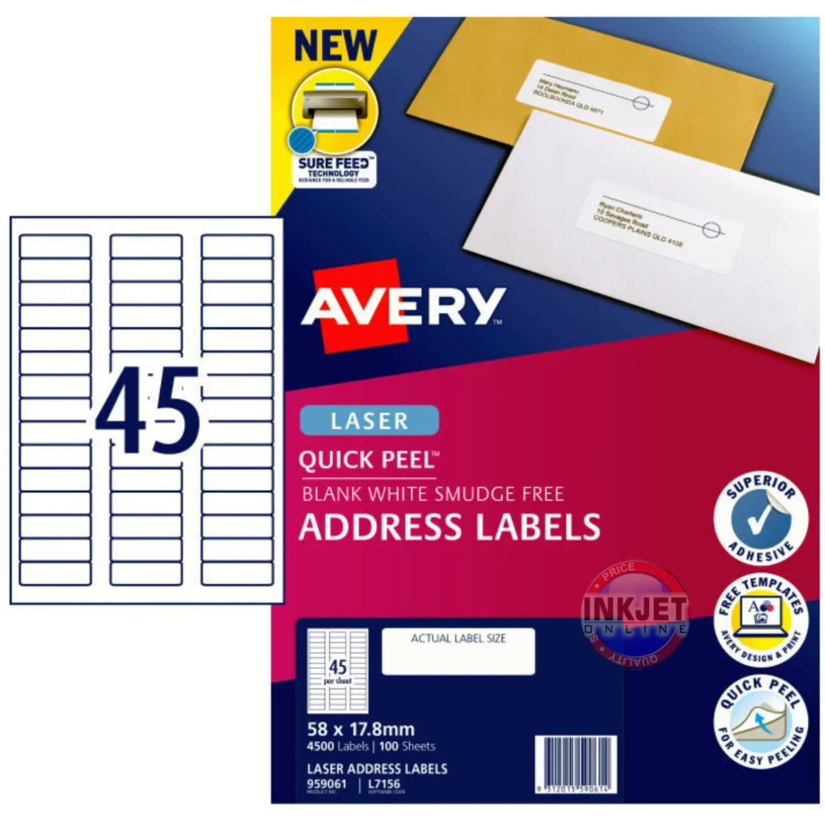Avery Address Labels L7156 – 45up, 4500 Labels, Quick Peel, Laser ...