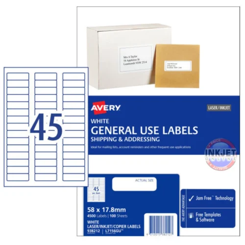 Avery 45up General Use Labels – 4500 Labels – Inkjet Online