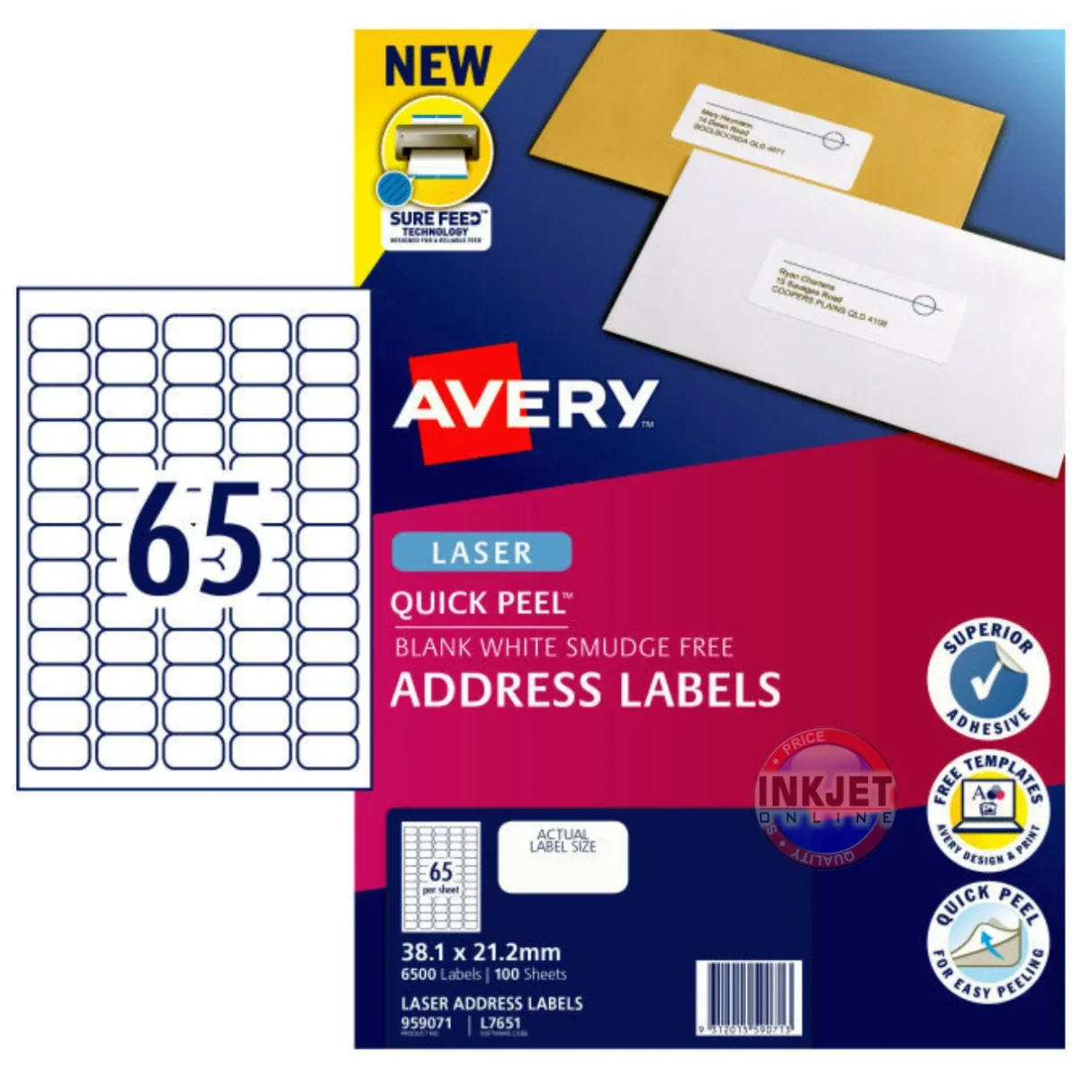 Avery Address Labels L7651 – 65up, 6500 Labels, Quick Peel, Laser ...