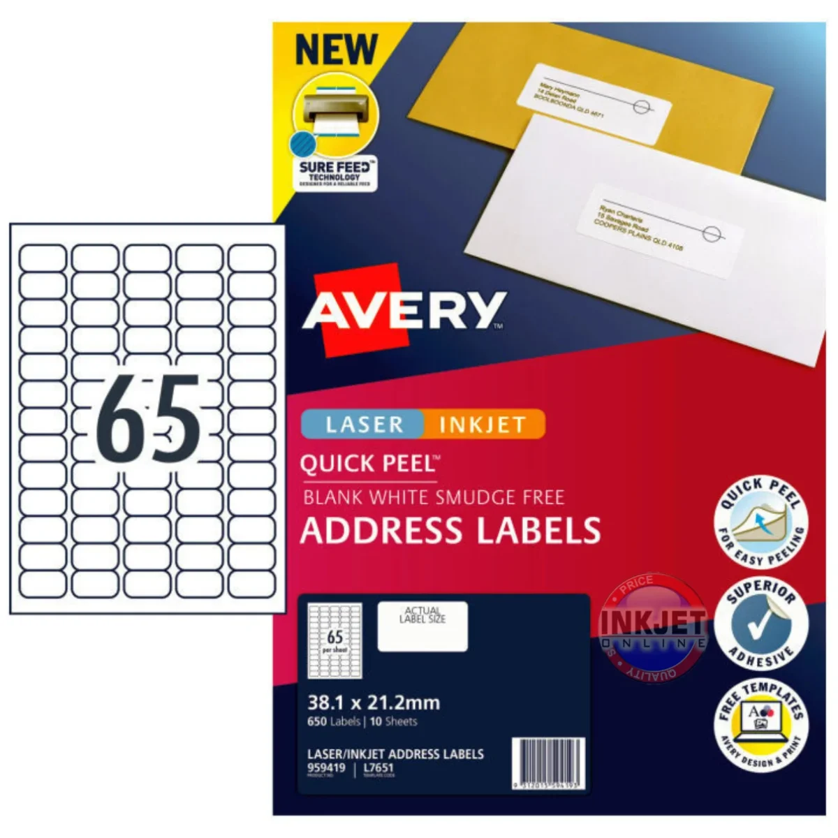 Avery Address Labels (65up) 650 Labels (Laser / Inkjet) – Inkjet Online