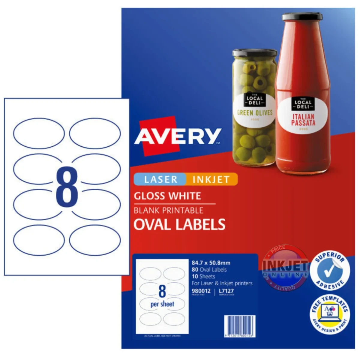 Avery Oval Labels L7127 – 8up, 80 Labels, Gloss White, Laser / Inkjet ...