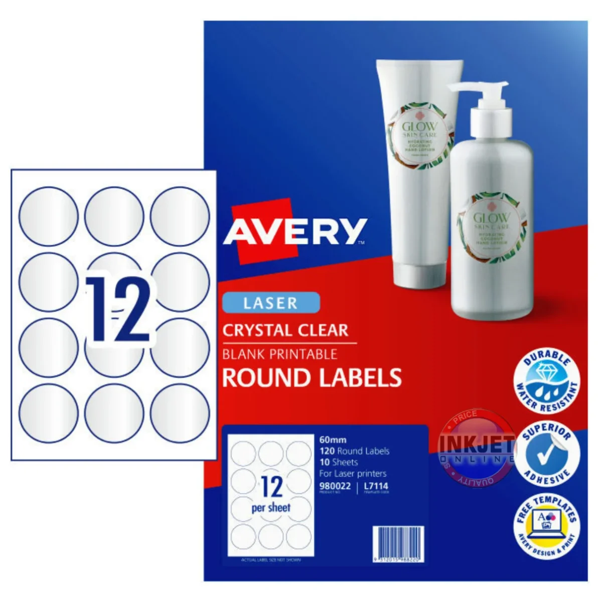Avery Round Labels Clear L7114 – 12up, 120 Labels, 60mm, Laser – Inkjet ...