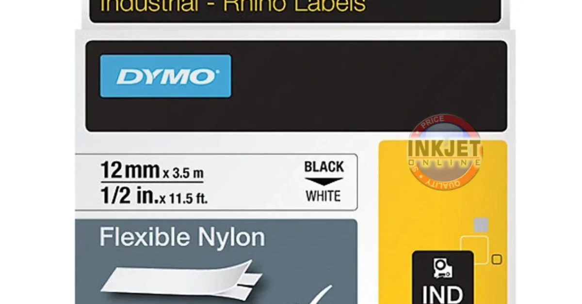 Dymo Rhino Tape Flexible Nylon 12mm Black on White | Inkjet Online ...