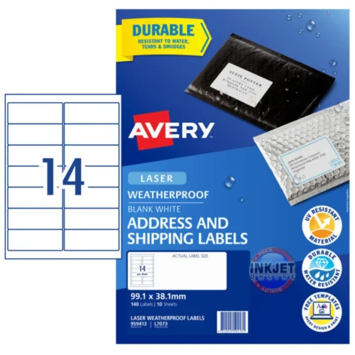 Avery (14up) Heavy Duty Weatherproof Labels (Laser) – Inkjet Online