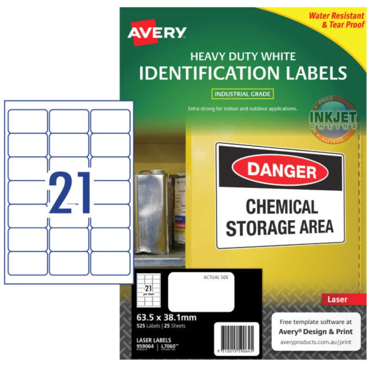 Avery 21up Heavy Duty Identification Labels (525 Labels) – Inkjet Online