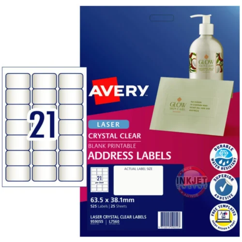 Avery Address Labels Clear – 525 Labels (Laser) | Inkjet Online ...