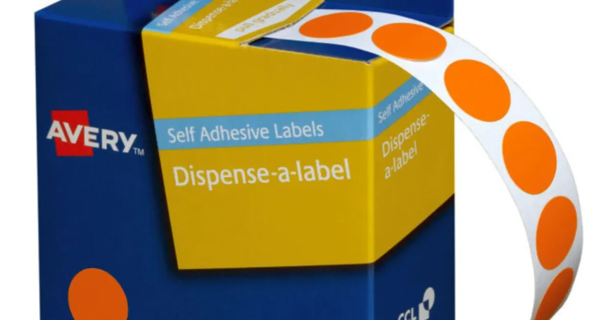 Avery Dispenser 14mm Round Dot Orange Roll 1050 labels | Inkjet Online ...