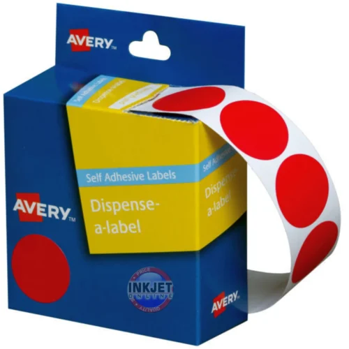 Avery Dispenser 24mm Round Dot Red Roll 500 labels | Inkjet Online ...