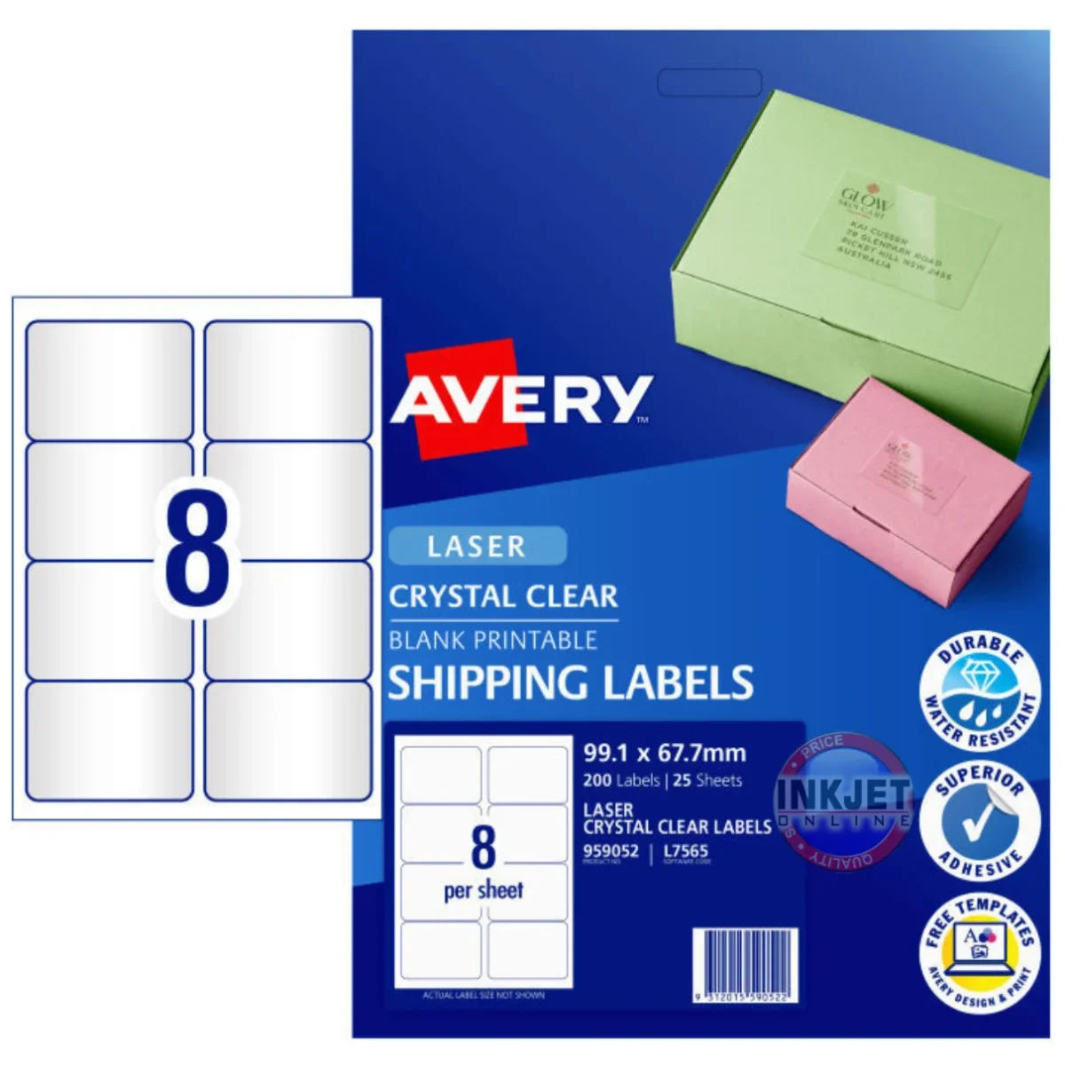 Avery Shipping Labels Clear L7565 – 8up, 200 Labels, Laser – Inkjet Online