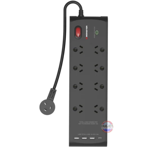 Monster 8 Socket Surge Protector Powerboard (USB-C / USB-A) – Inkjet Online