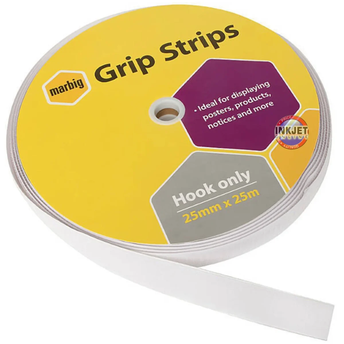 Marbig Grip Strips (Hook Only) 25mm x 25m (White) – Inkjet Online