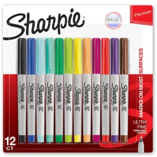 Sharpie Permanent Markers Ultra Fine Colours Pack 12 (37175PP) – Inkjet ...