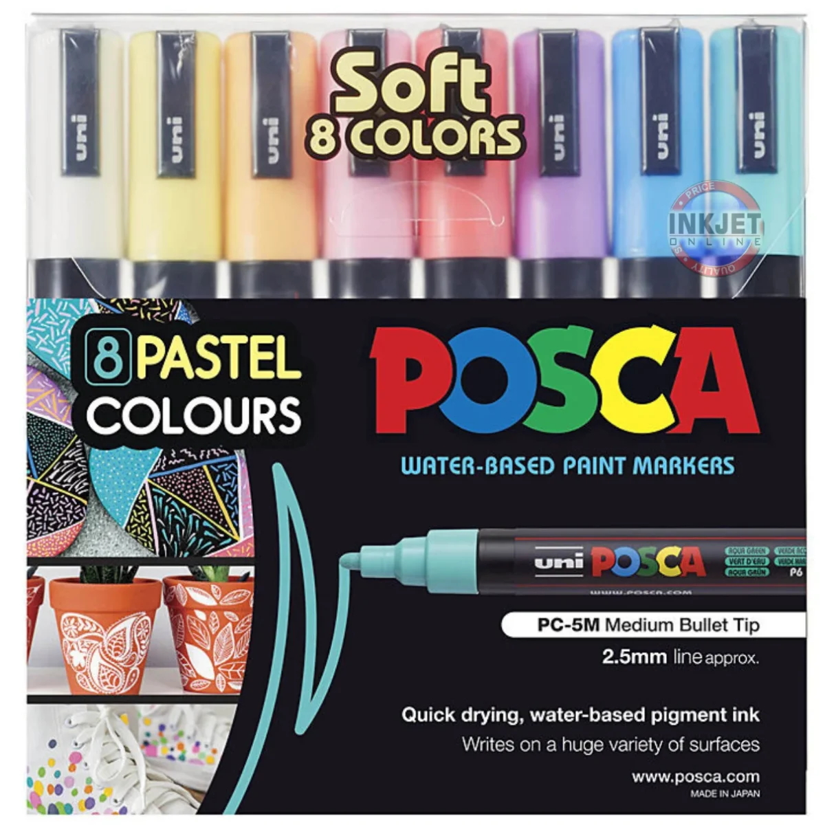 Posca PC-5M Paint Markers Medium Bullet Tip – Pastel Colours Pack 8 ...