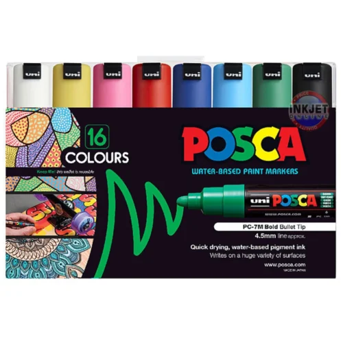 Posca PC-7M Paint Markers Bold Bullet Tip – Assorted Colours Pack 16 ...