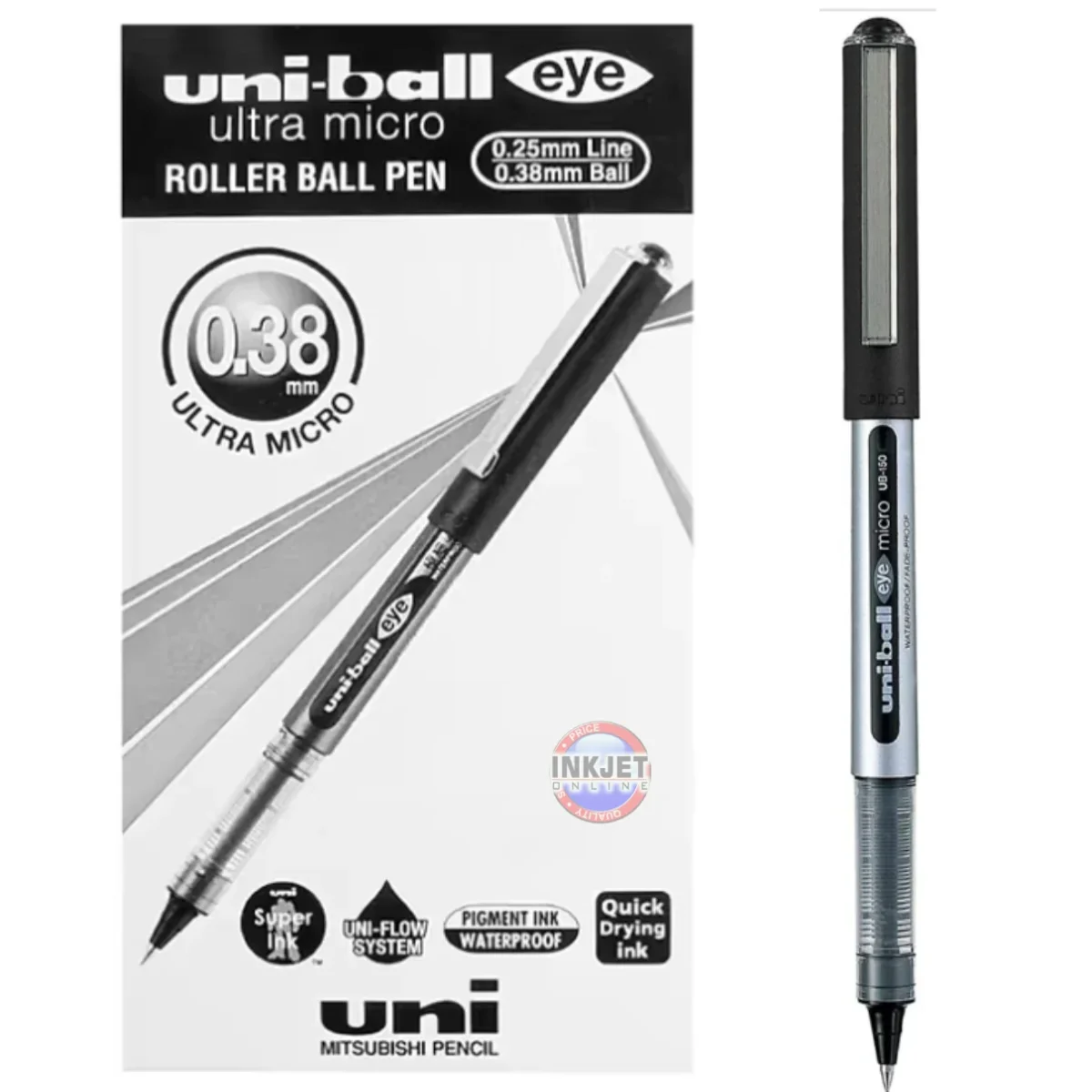 Uni-Ball Eye Ultra Micro Rollerball Pen 0.38 mm Black Box 12 – Inkjet ...